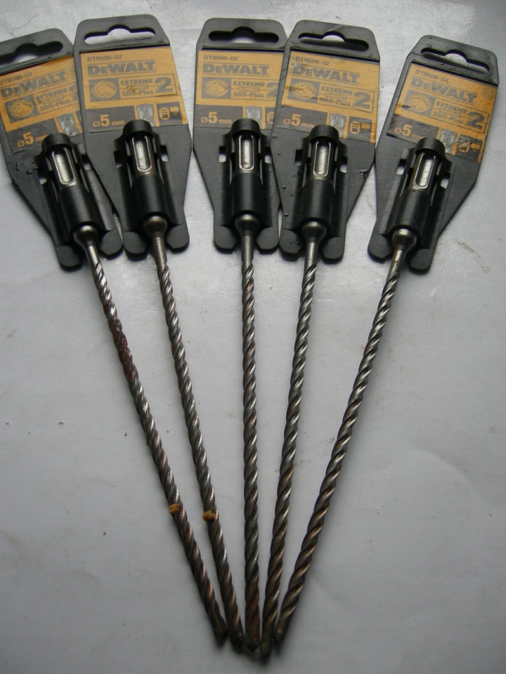 dewalt elu extreme2 sds 5mm x 210mm x5 drill bits d25013 d25123 d25323 ...