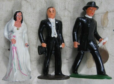 Vintage 1930s Cast Lead Barclay Wedding Set Blond Bride Groom Walking ...