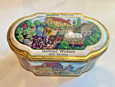Gottfried Wicklein Cake Cookie Candy Tin German Medieval Theme Spice ...
