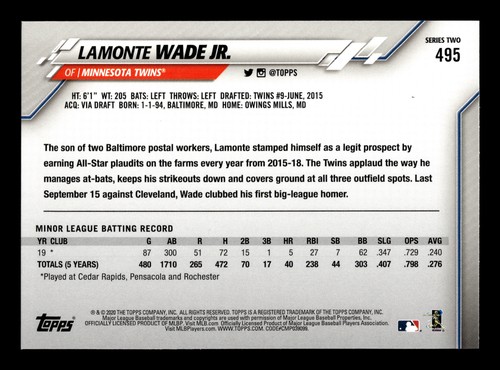 2020 Topps Series 2 #495 Lamonte Wade Jr. Minnesota Twins RC Baseball ...