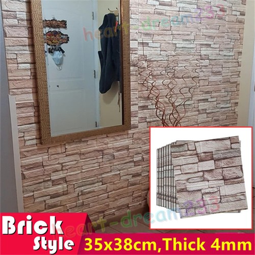 60X Large 3D Tile Brick Wall Sticker Soft Self-adhesive Waterproof Foam ...