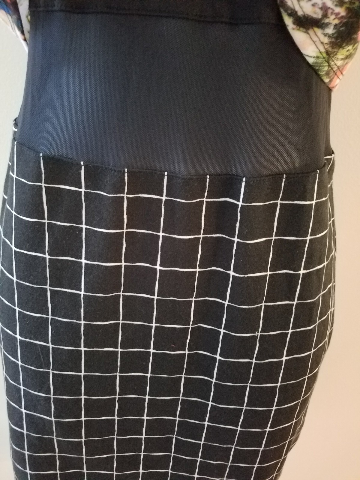 Material Girl Two-fer dress NWT L Floral top sheer waist check knit ...