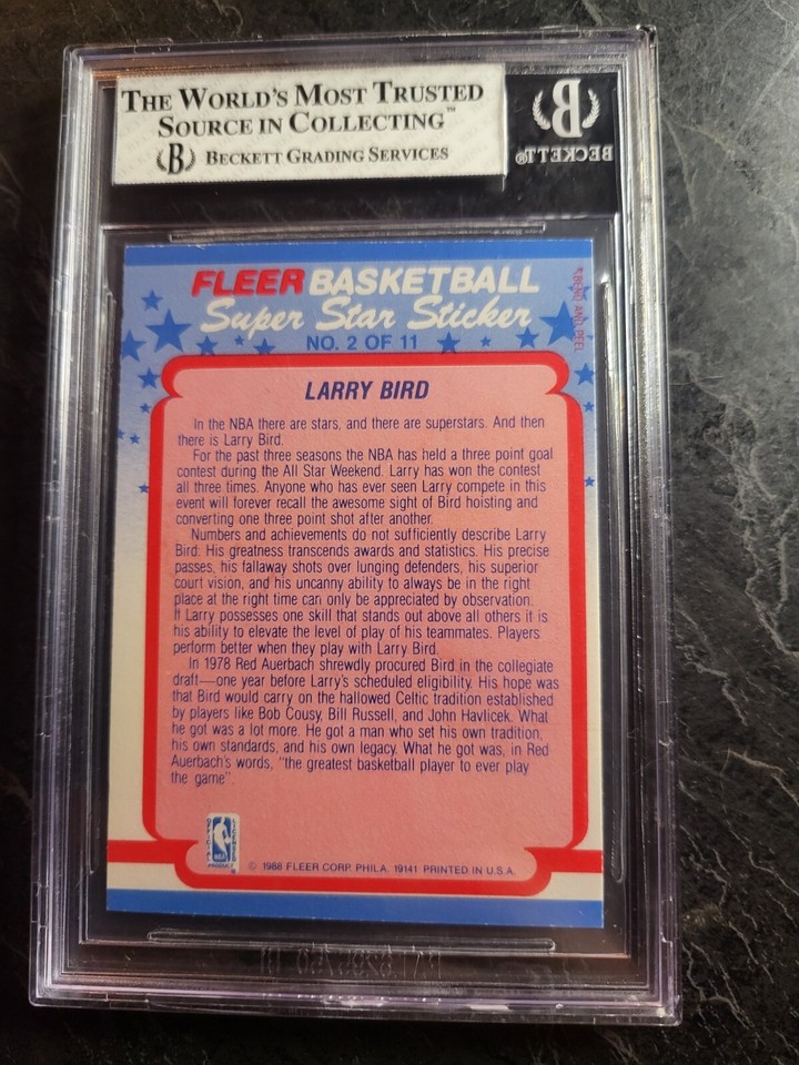 1988-89 Fleer Stickers #2 Larry Bird | HOF | BGS 6 EX-MT | eBay