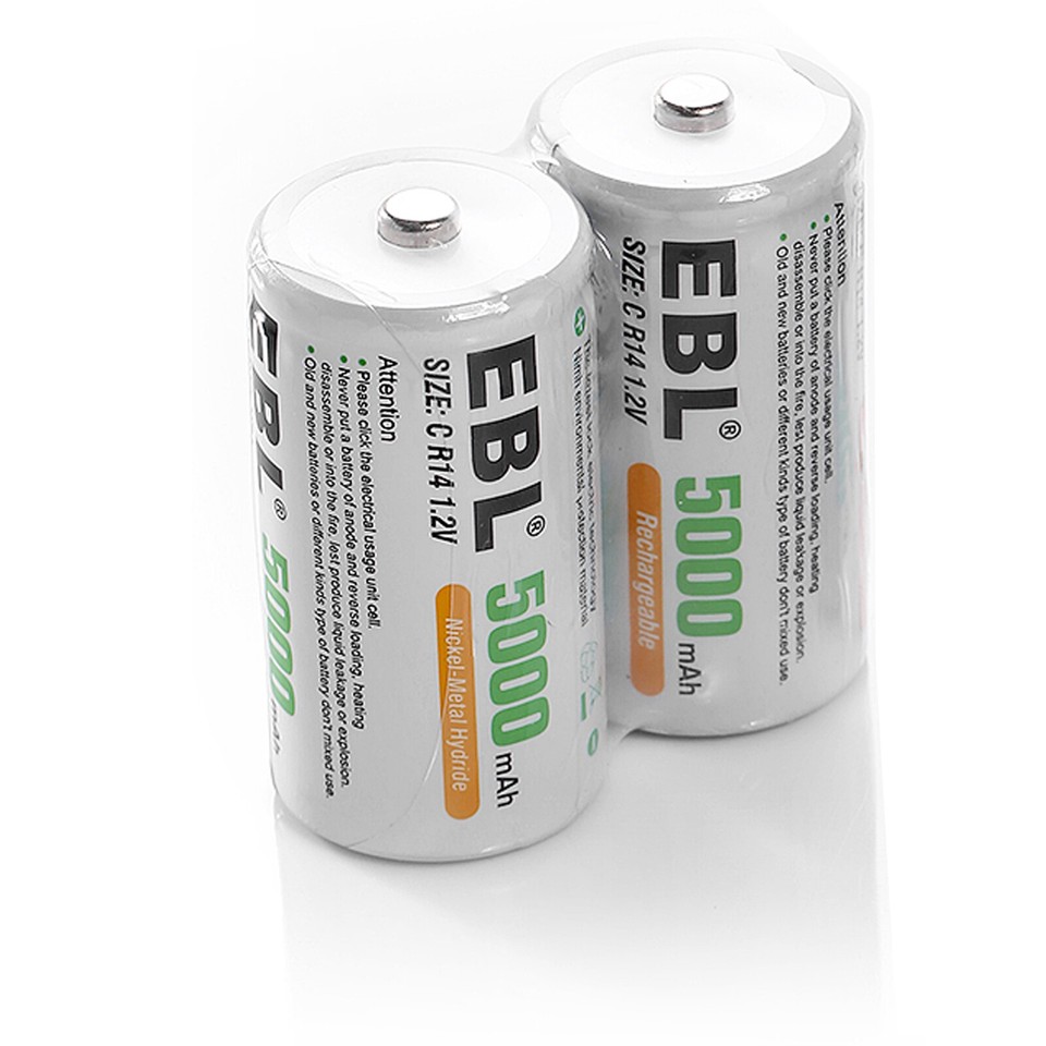 EBL C D Rechargeable Battery Ni-MH 1.2V Batteries 500Omah-1000Omah Lot ...