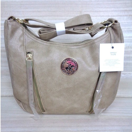 Beverly Hills Polo Club BHPC Taupe Vegan Leather Purse Shoulder Bag | eBay