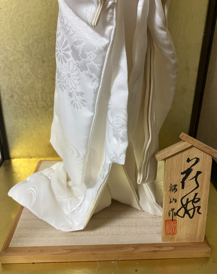 Vintage Japanese Bride Gofun Doll White Kimono Wedding Fan Geisha Maiko ...
