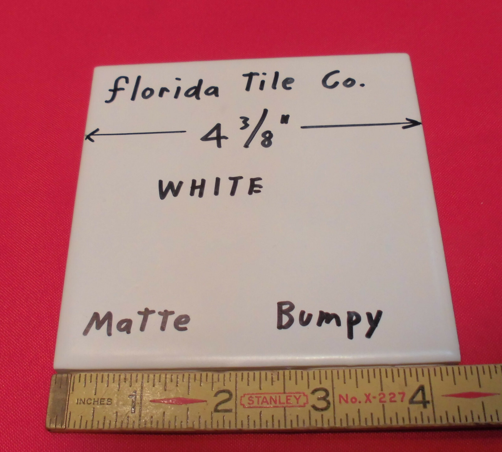 1 pc. *White & Bumpy* Matte Ceramic Tile 4-3/8" by Florida Tile Co ...
