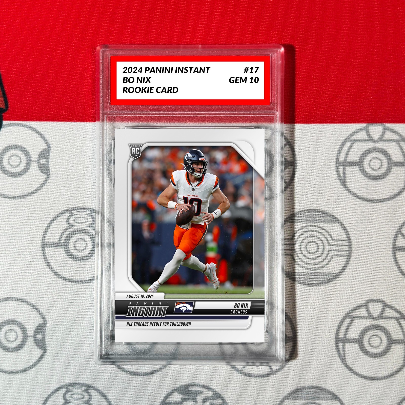 Graded 10 Bo Nix #17 RC Rookie Card 2024 Panini Instant Denver Broncos ...