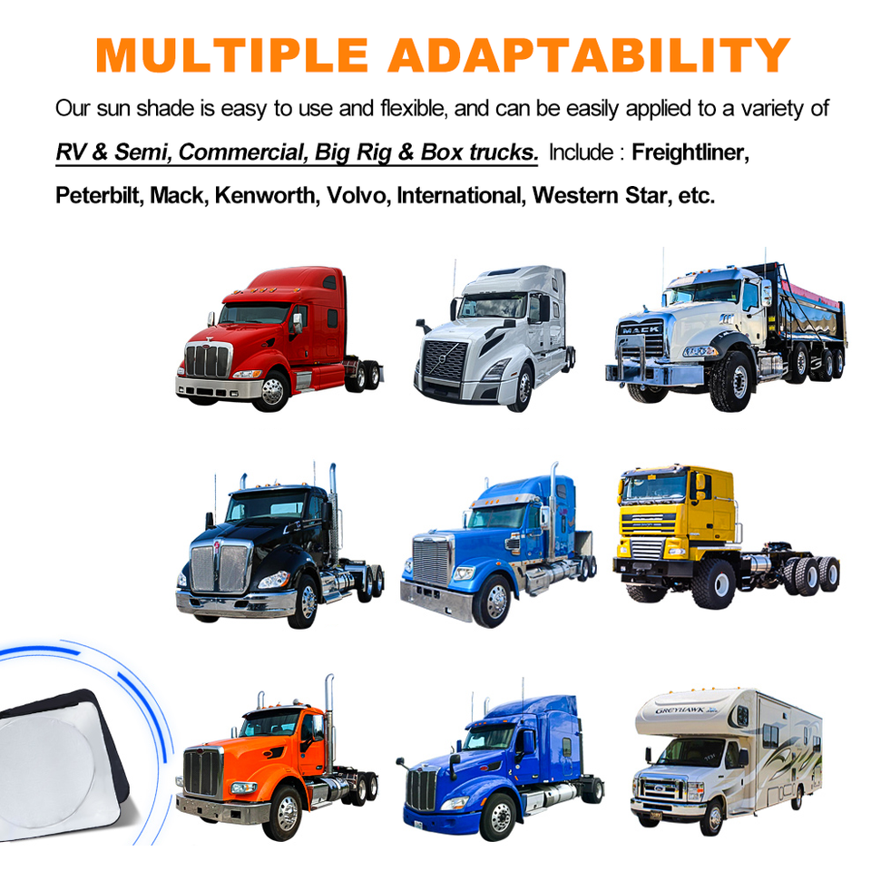 For Semi-Truck Volvo VNL Windshield Side Window Sun Shade Cover UV ...