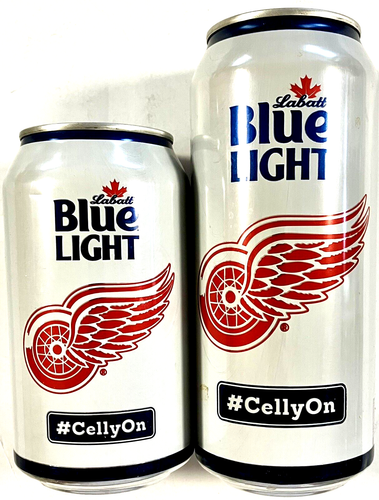 Labatt Blue Light Detroit Red Wings CellyOn empty beer can 12 or 16oz ...