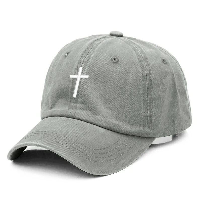 Cross Embroidered Christian Baseball Cap, Washed, Adjustable Hat, Jesus ...
