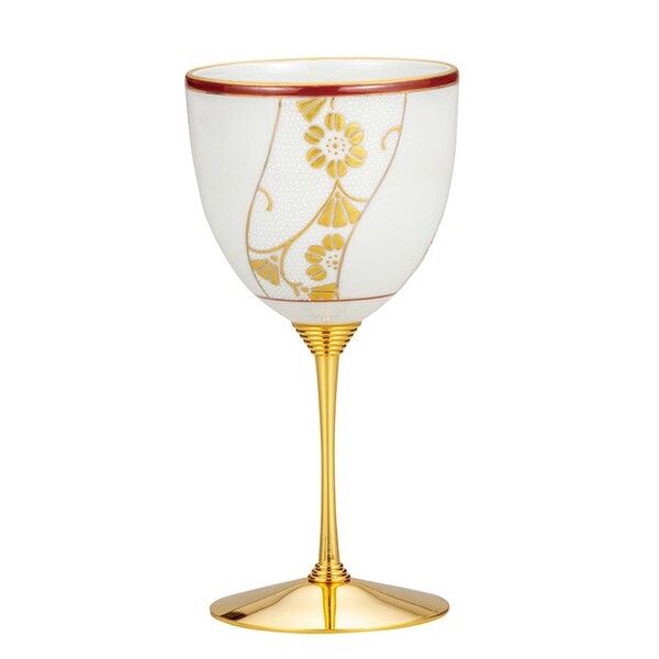 Kutani yaki ware Wine glass porcelain Gold Nejiri Shirochibu Tessen ...