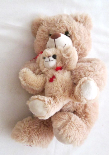 Brown Teddy Bear Mama & Baby Stuffed Animal Soft Plush Toy 14" | eBay