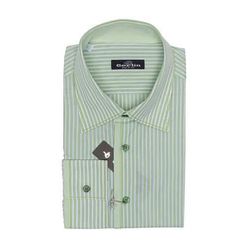 690$ LUXURY GERLIN Shirt Striped Green T.Mason Cotton 16 - 41 1R ZILLI ...