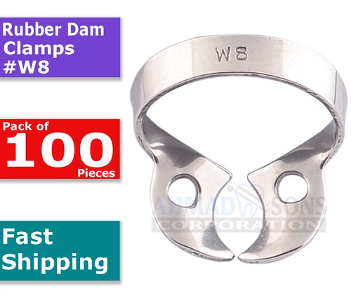 100 Pcs Endodontics Rubber Dam Clamps #W8 Dental Instruments Endo Upper ...
