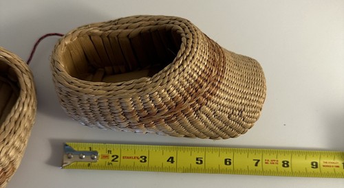 Vintage Woven Reed/Grass/Straw Childrens Clogs/Slippers/Shoes Hanging ...