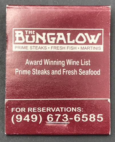 Bungalow Restaurant Steak Seafood Matchbook Corona Del Mar CA Full 20 ...