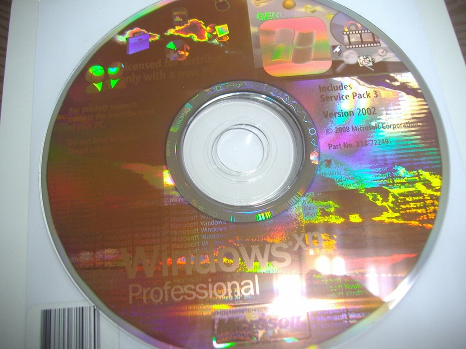 MICROSOFT WINDOWS XP PROFESSIONAL w/SP3 FULL OPERATING SYSTEM MS WIN ...