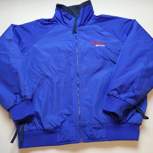 Metro Bank Jacket Mens M Fleece Lined Blue Full Zipper Nylon ?88 | eBay
