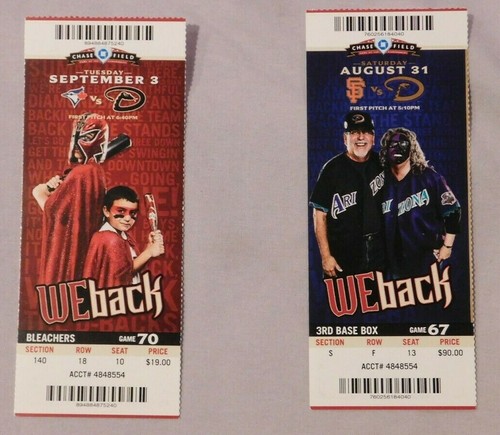 2013 Arizona Diamondbacks Ticket Stub Pick One - unused Season Ticket ...
