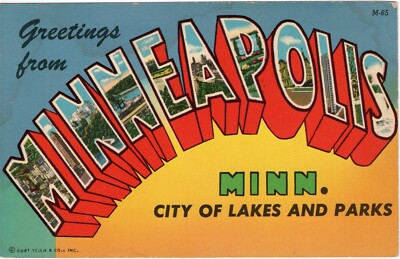 Vintage Large Letter Postcard - Greetings From Minneapolis, Minnesota ...