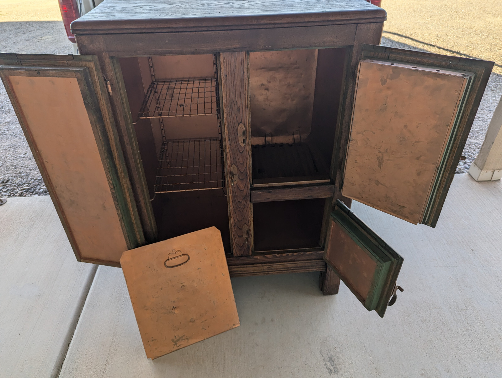 Oak antique ice box refrigerator | eBay