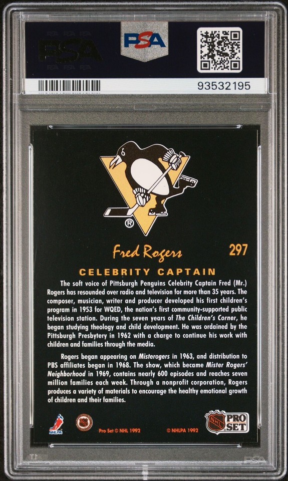 1991 Pro Set Platinum Fred Rogers #297 PSA 9 MINT Penguins Celebrity ...
