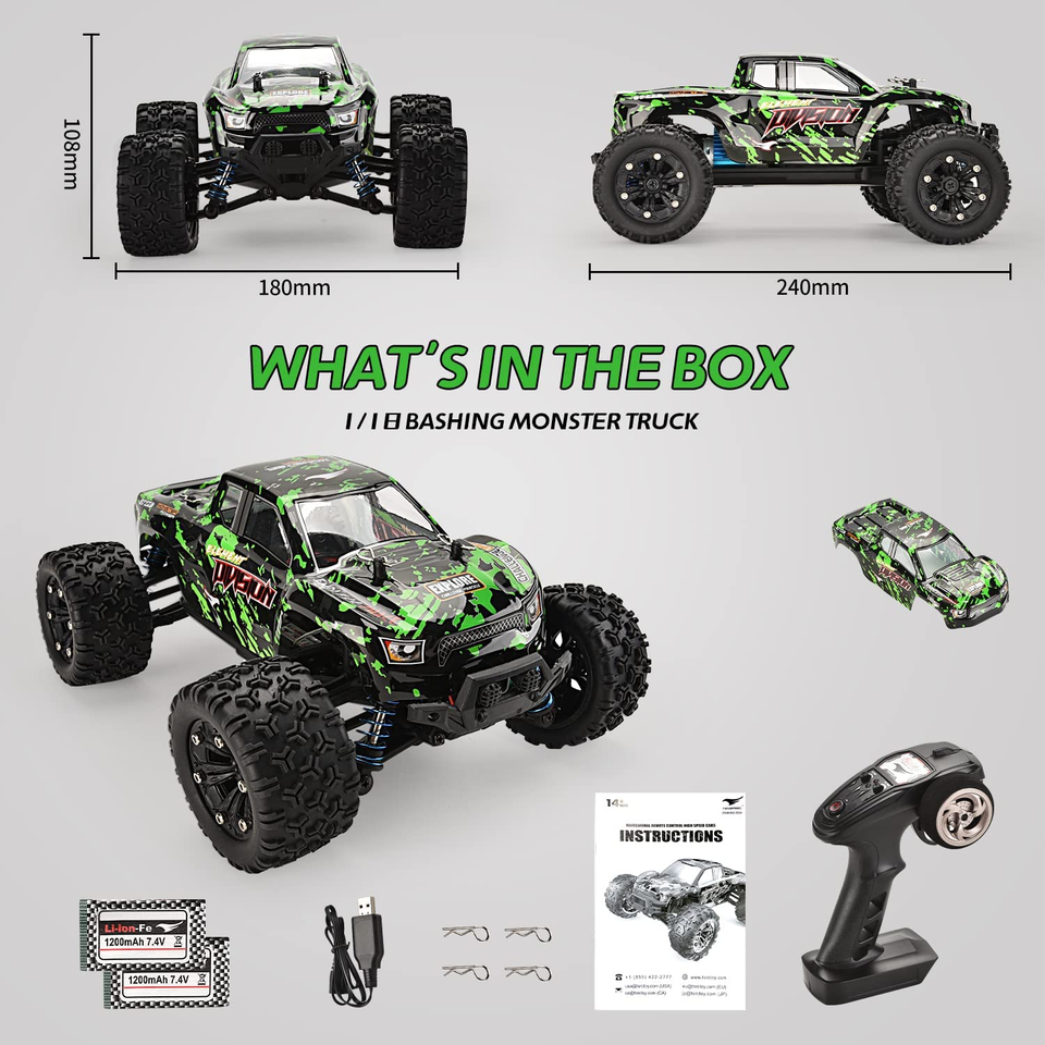 1:18 RC Monster Truck Off-Road Vehicle Remote Control 2.4Ghz High Speed ...