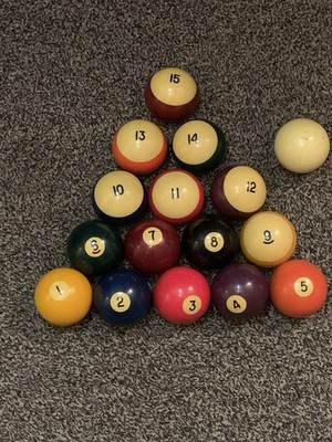 Vintage Complete Set of 16 Billiard Pool Balls | eBay