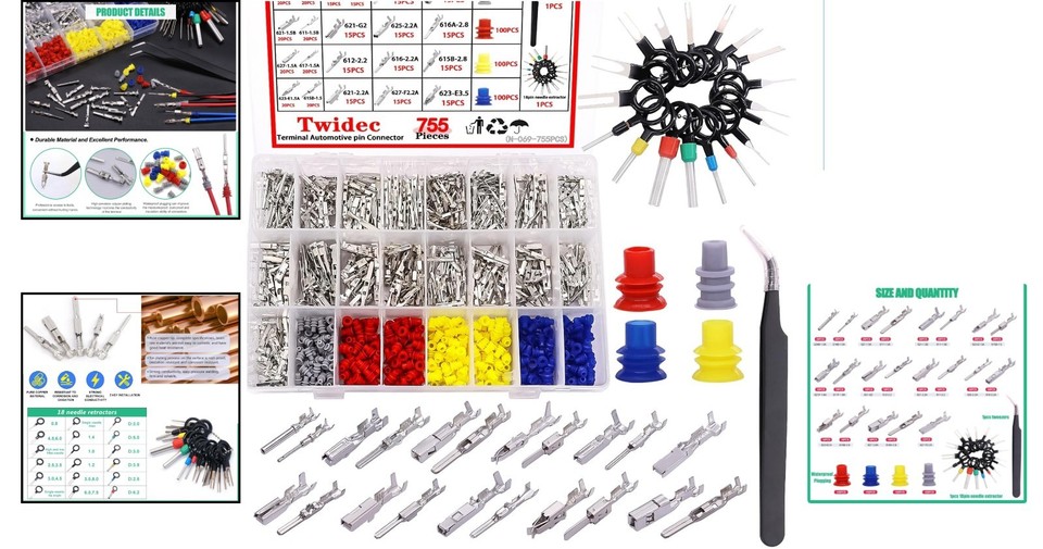 Comprehensive 755-Pcs Electrical Wire Connector Pins for DIY Vehicle ...