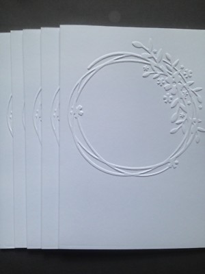 5 Blank A6 White Embossed Cards & Envelopes - Flower Twine Circle ...