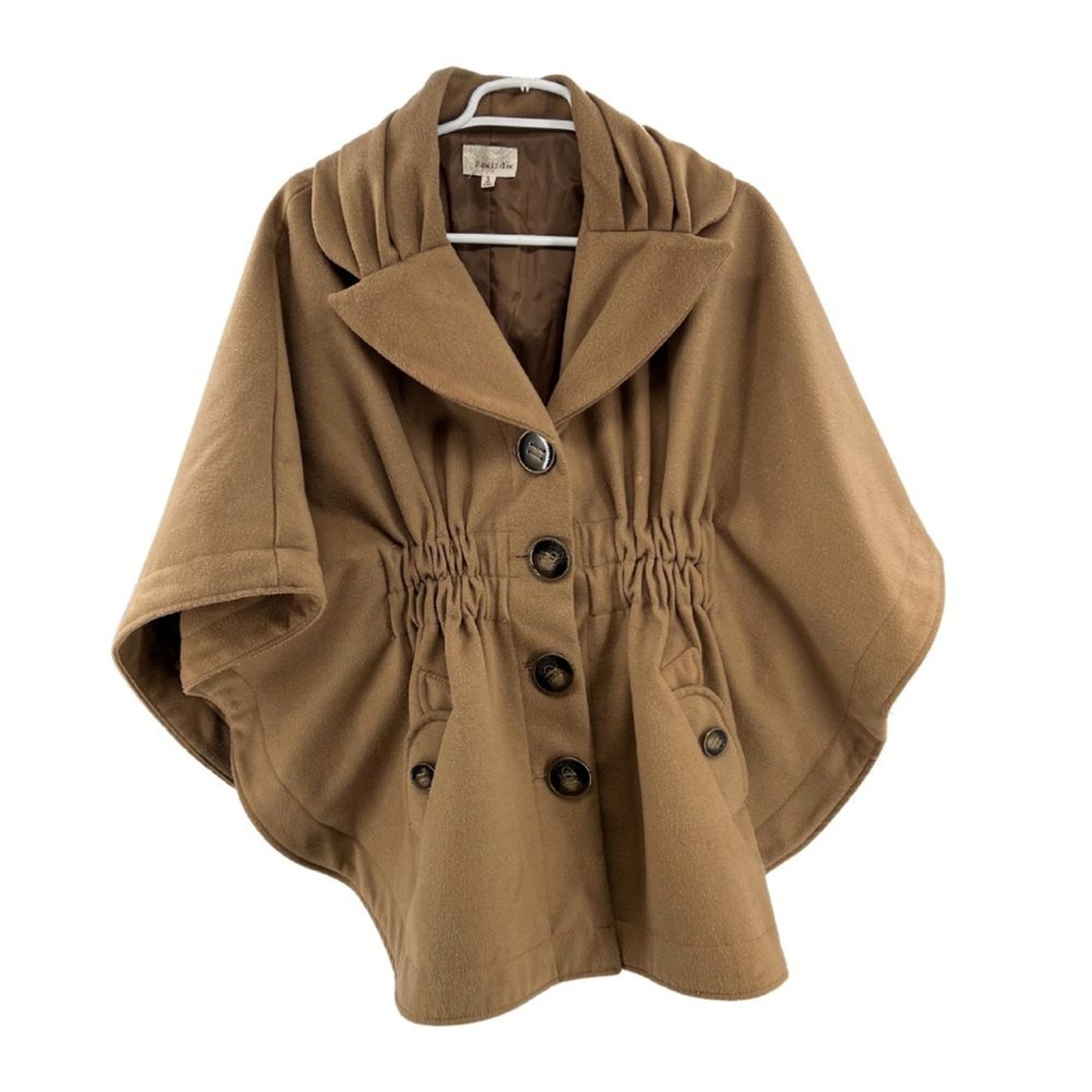 Rewind cape coat jacket tan casual neutral small oversized large ...
