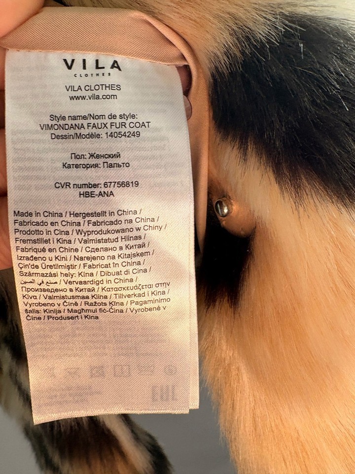 VILA - Vimondana Faux Fur Coat - Animal Print - Size 38 - Long Sleeve ...