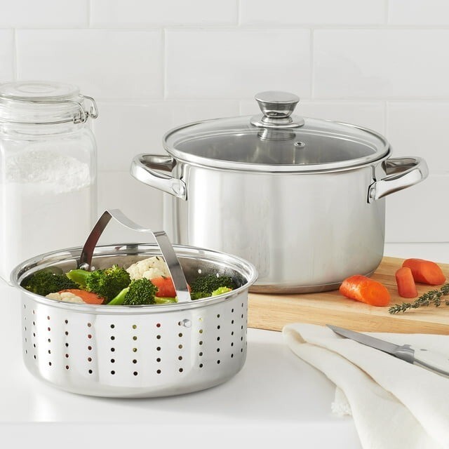 Mainstays Stainless Steel 4-Quart Steamer Pot with Glass Lid | eBay