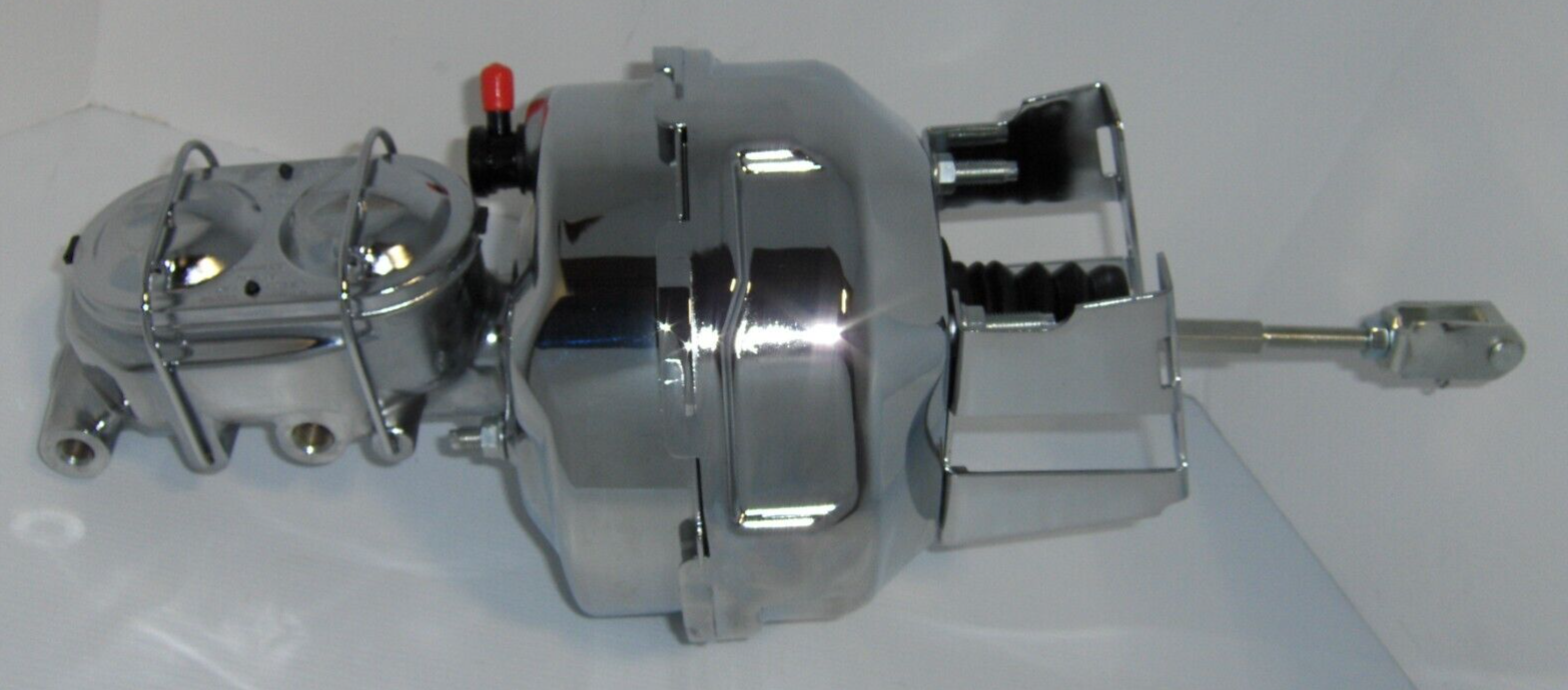Universal Chrome 9" Dual Power Brake Booster Master Cylinder Bracket ...