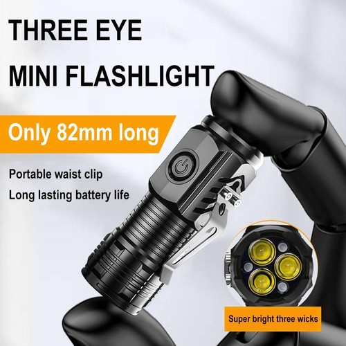 Mini Three Eyed Flashlight, Rechargeable LED Flashlights High Lumen | eBay