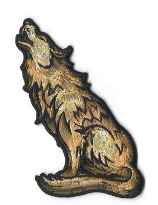 Howling Wolf Sitting Iron On Sew On Embroidered Patch 2 1/2"x 4 1/2" | eBay