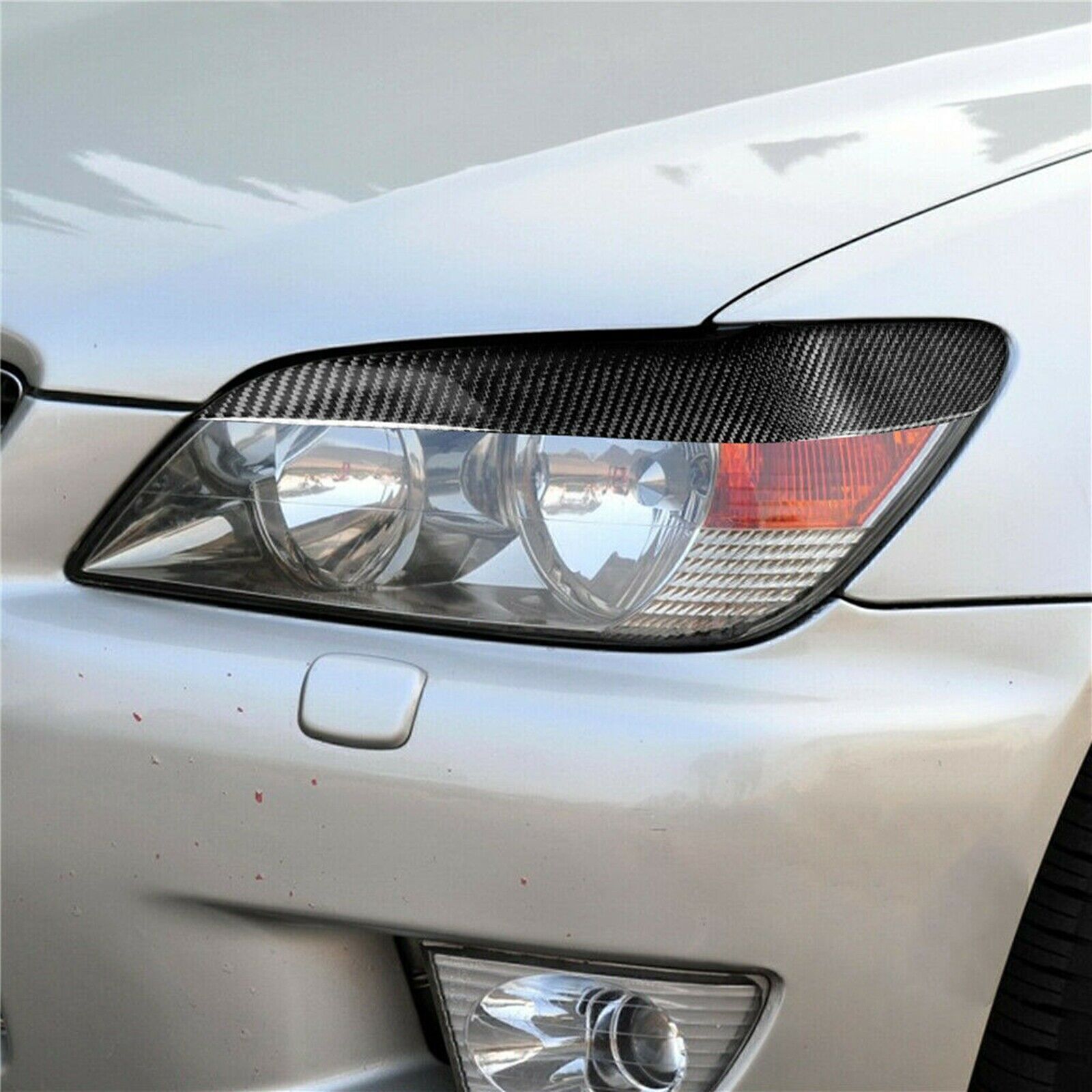 Black Carbon Fiber Front Fog Light Trim Eyelid For Lexus IS200 IS300 ...