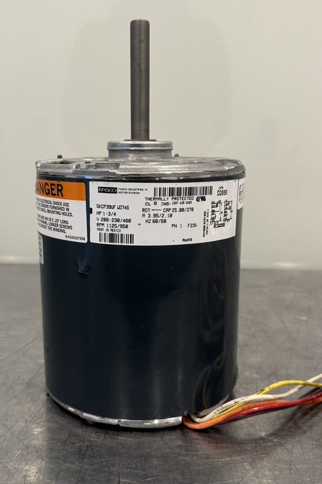 Fasco 5KCP39UFWD74S Motor D2850 1.75HP 208-230/460V 1125/950 RPM NEW ...