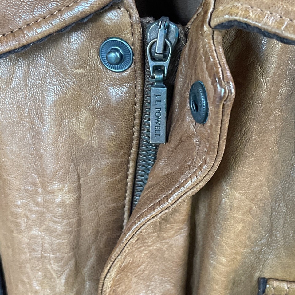 Vintage J. L. Powell men's leather zip up jacket brown size XXL , 4 ...