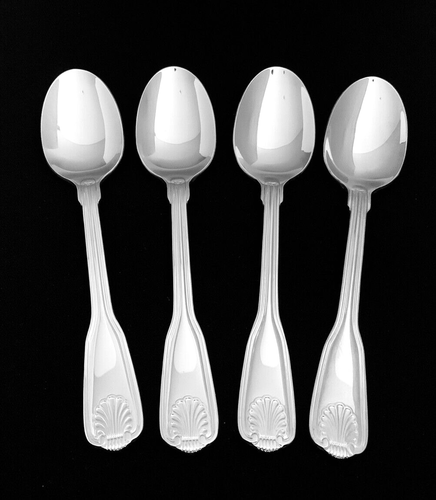 WALLACE Stainless COUNTRY SHELL Set 4 SOUP SPOONS 7 3/8" Flatware NEW ...