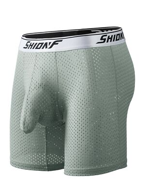 Men's Mesh Breathable Boxer Briefs Long Boxer Elephant Nose Underwear ...