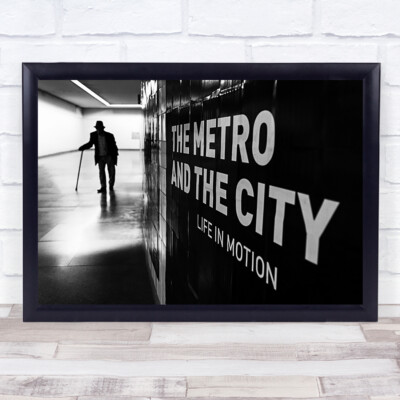Life In Motion Street Metro City Stick Cane Man Old Age Figure Wall Art ...