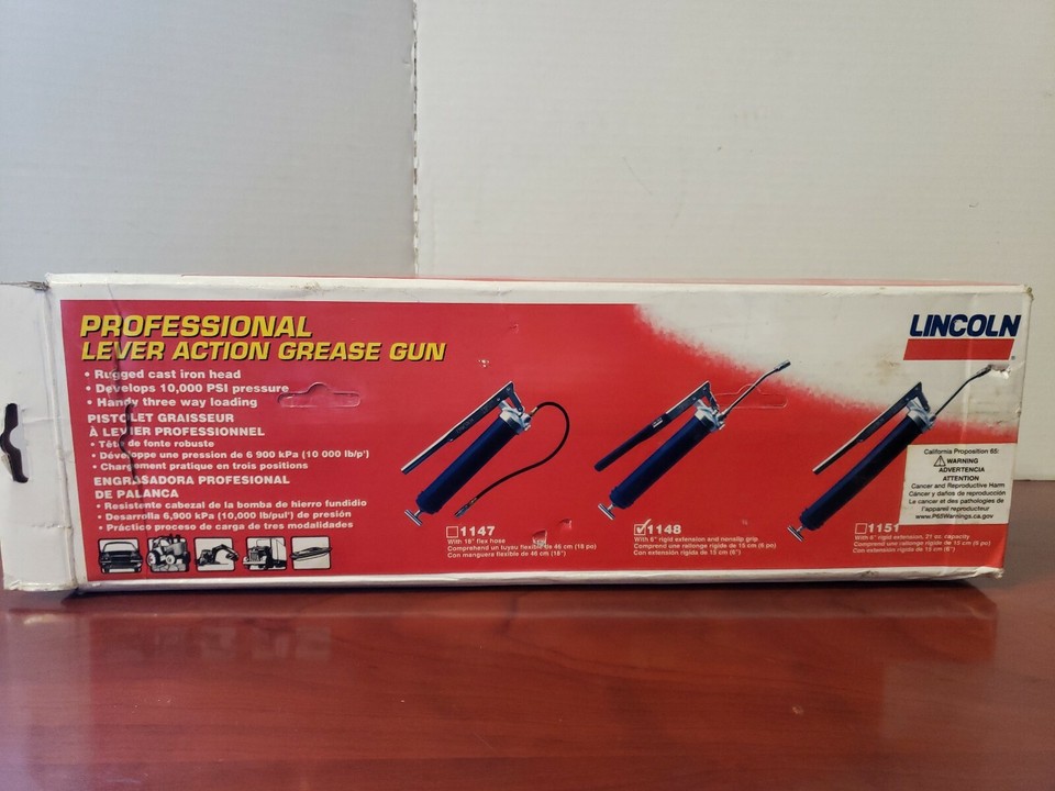 Lincoln Professional Lever Action Grease Gun In Original Box c-x | eBay