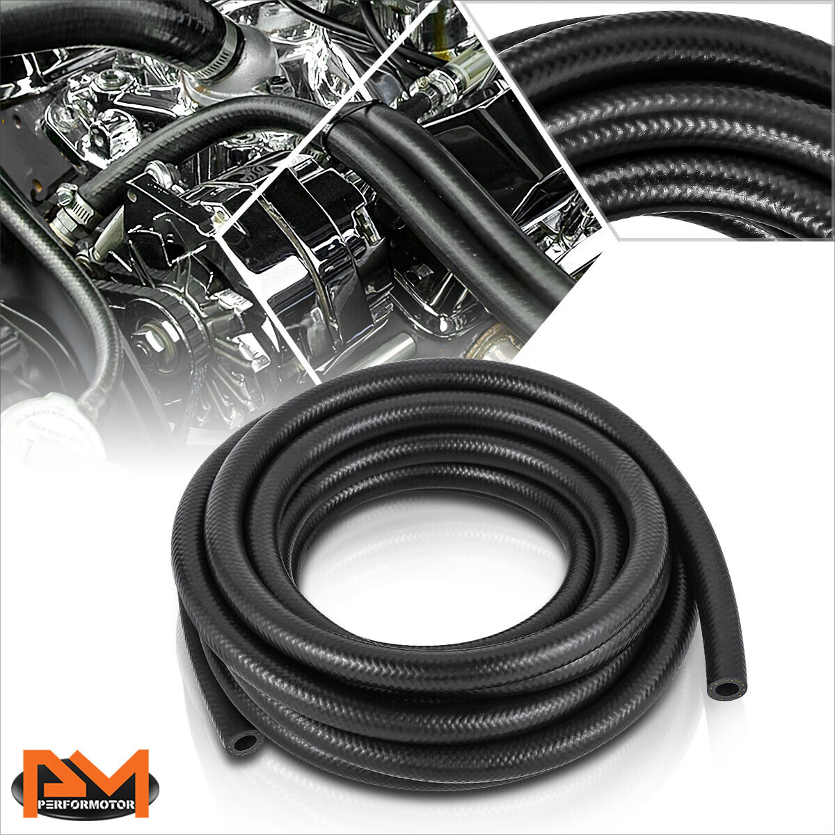 5 Feet 6AN 3/8" ID NBR Rubber Braided Diesel Gasline Oil Grease Fuel ...