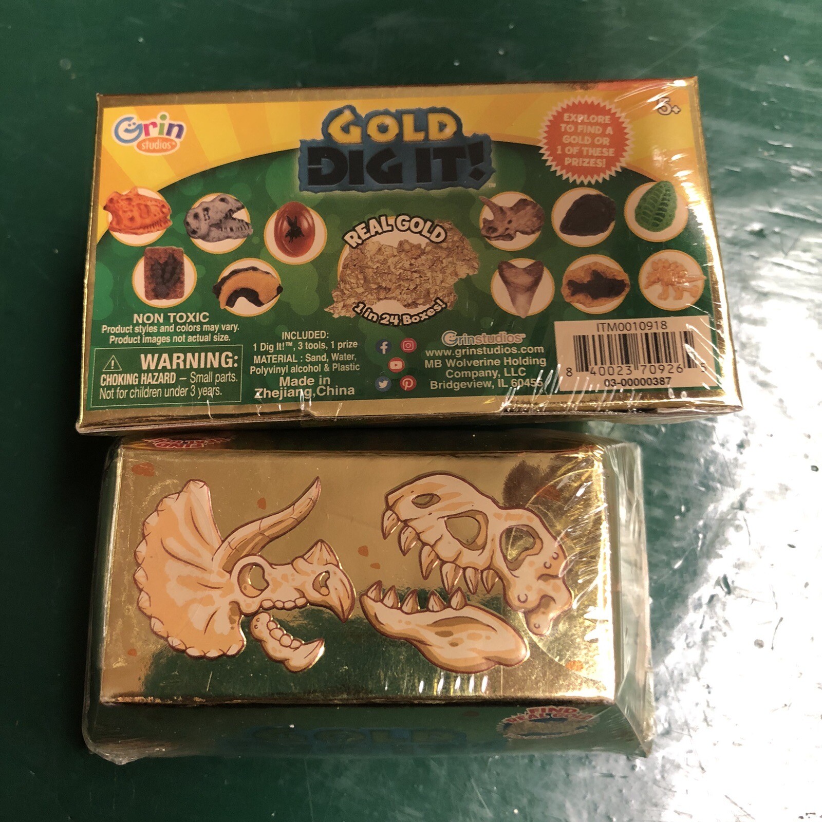 Gold Dig It! Dino Dig! Grin Studios Set Of Two Real Gold 1 in 24 Boxes ...