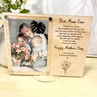 Personalised wood and acrylic mum frame | eBay Australia