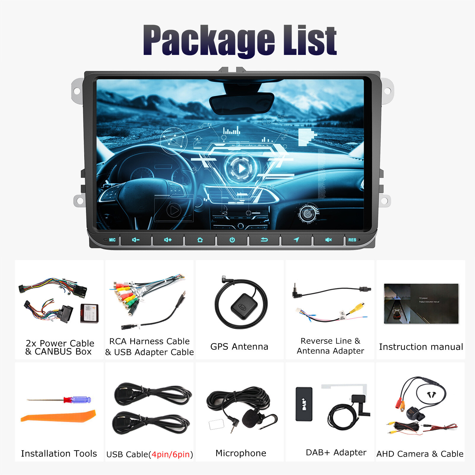 For VW GOLF MK5 MK6 9" DAB+ Apple Carplay Car Stereo Radio Android 13 ...