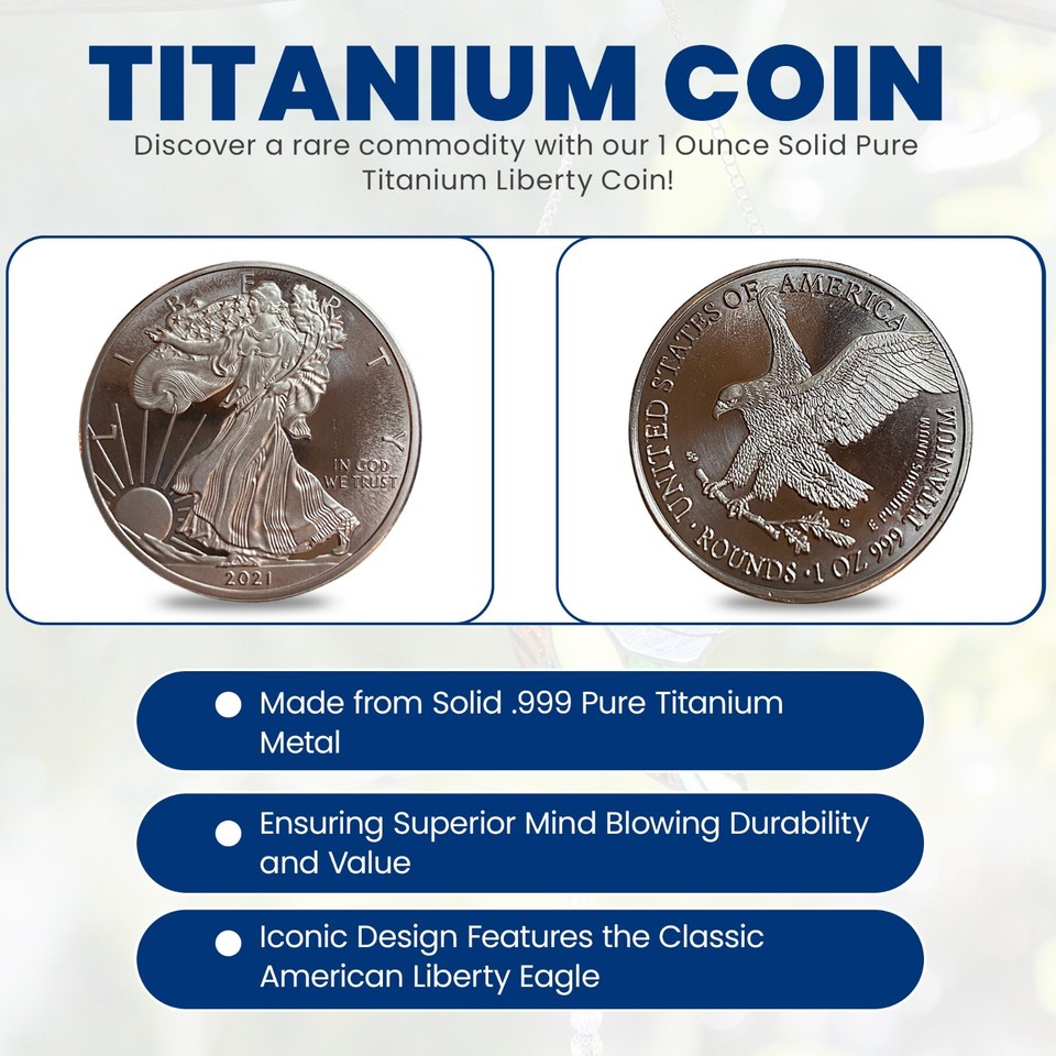 TWO 1 TROY OUNCE/OZ .999 Pure TITANIUM Metal Walking Liberty/Eagle ...