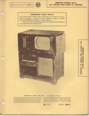 1951 EMERSON 665-B TELEVISION SERVICE MANUAL photofact diagram 665B ...